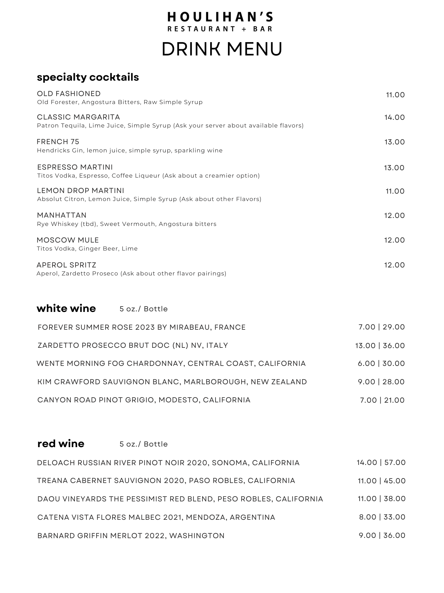 Houlihans Menus - I Hotel and Illinois Conference Center
